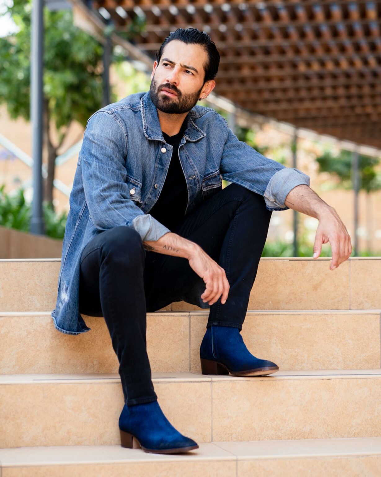 Bota gamuza azul – Calzado Xicarú